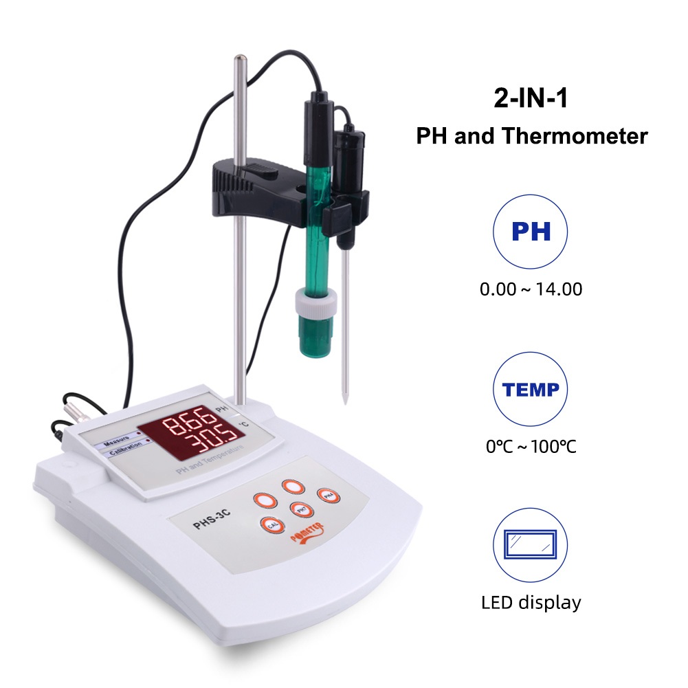 RCYAGO PHS-3C Desktop Acidity Meter PH/Temperature 2 In 1 Digital PH ...