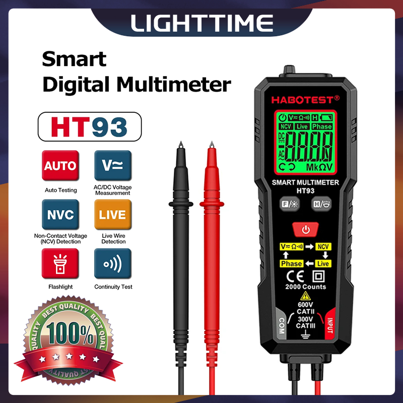 HT93 Digital Multimeter 600V AC/DC Voltage 2000 Counts Auto Range ...