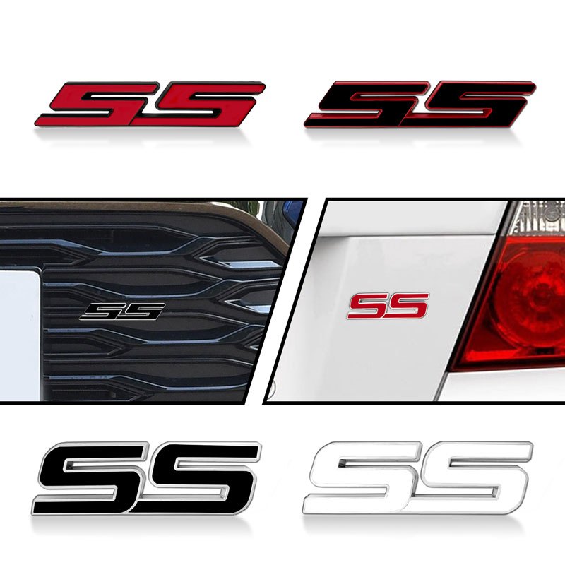 Auto Metal Sticker SS Letter Logo Front Grille Emblem Car Side Fender ...