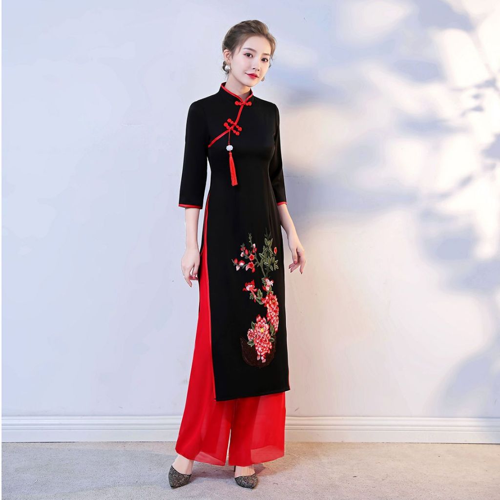 2023 new and improved version of Vietnam Ao Dai cheongsam wide leg ...