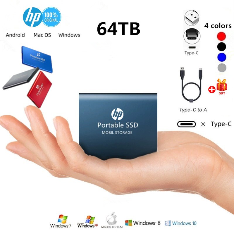 64TB New Mobile Solid State Drive USB3.1 Type-C 32TB16TB 8TB Flash 4TB ...