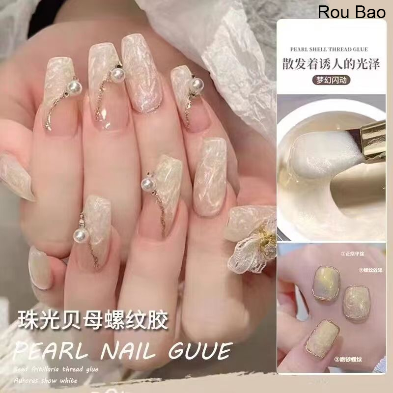 Rou Bao 10ml Nail Aurora Pearl Spiral Popular Polish Colorful Nails Art Thread Texture Glue ...
