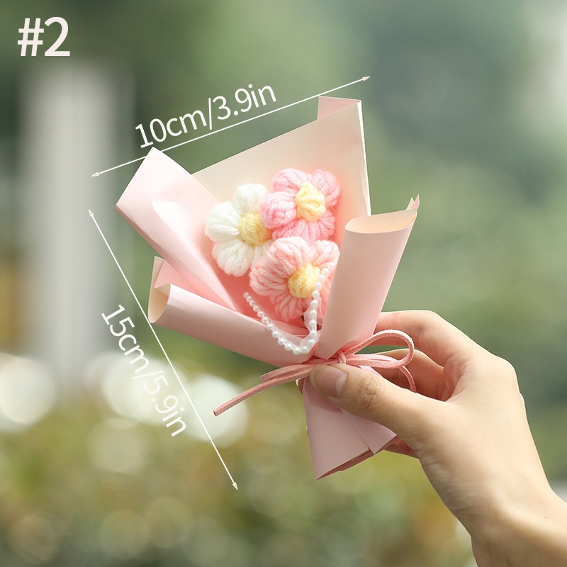 Rose Flower Crochet Bouquet Mother's Day Gift Hand Woven Sunflower ...