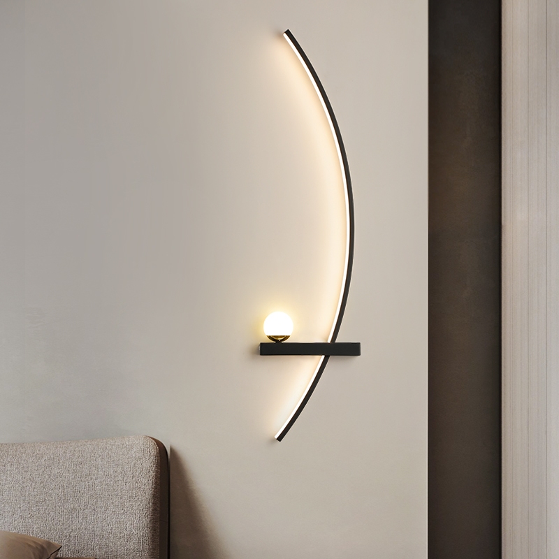 Minimalist LED Wall Light Modern Black White Wall Lamp Crescent Art ...