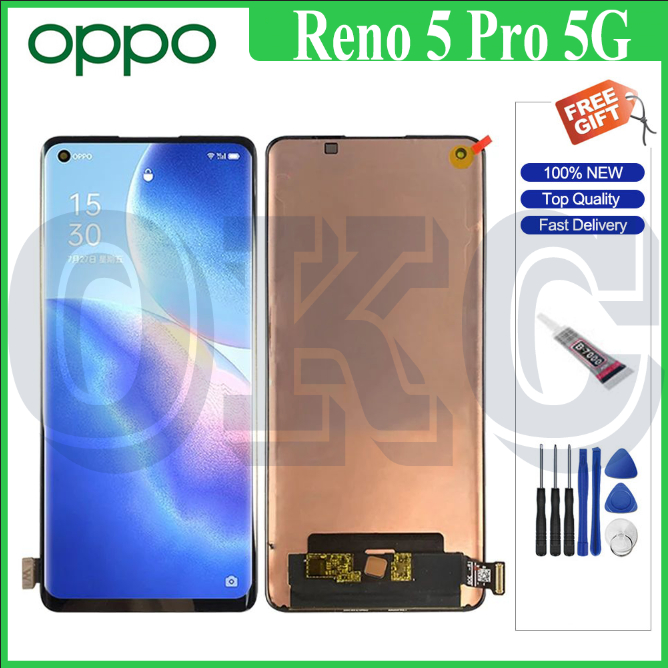 Original AMOLED LCD Display For OPPO Reno 5 Pro 5G LCD Display Touch Screen Digitizer Full Set ...