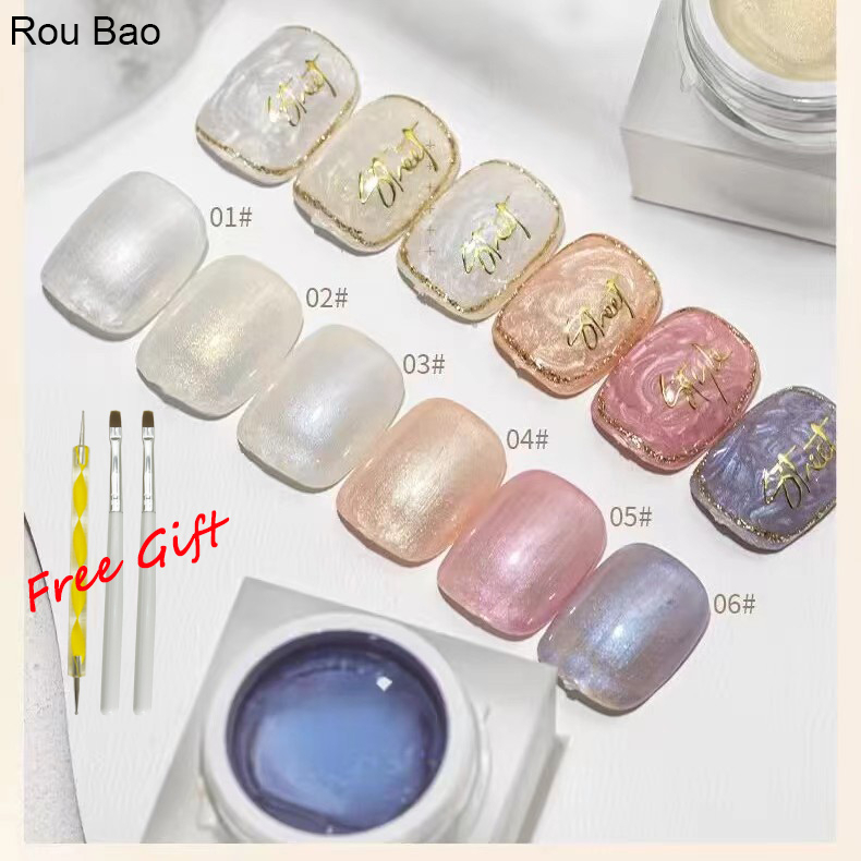Rou Bao 6boxes/set Nail Aurora Pearl Spiral Polish With Free Brushes Colorful Nails Art Thread ...