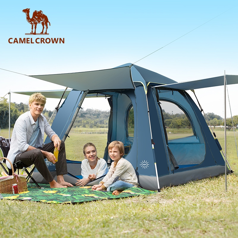 CAMEL CROWN Outdoor tent 3~4 people automatic elastic tent sunscreen and rainproof tent | Shopee ...