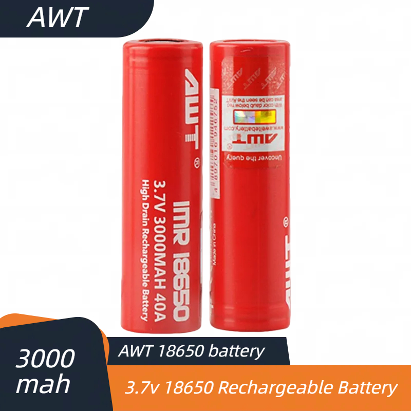 AWT 18650 3000mah 40A red rechargeable battery and AWT C2 charger ...