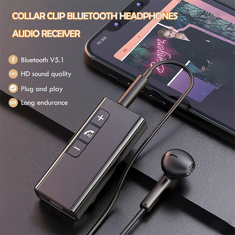GR13 Collar clip Bluetooth headset | Bluetooth Receiver V5.1 Wireless ...