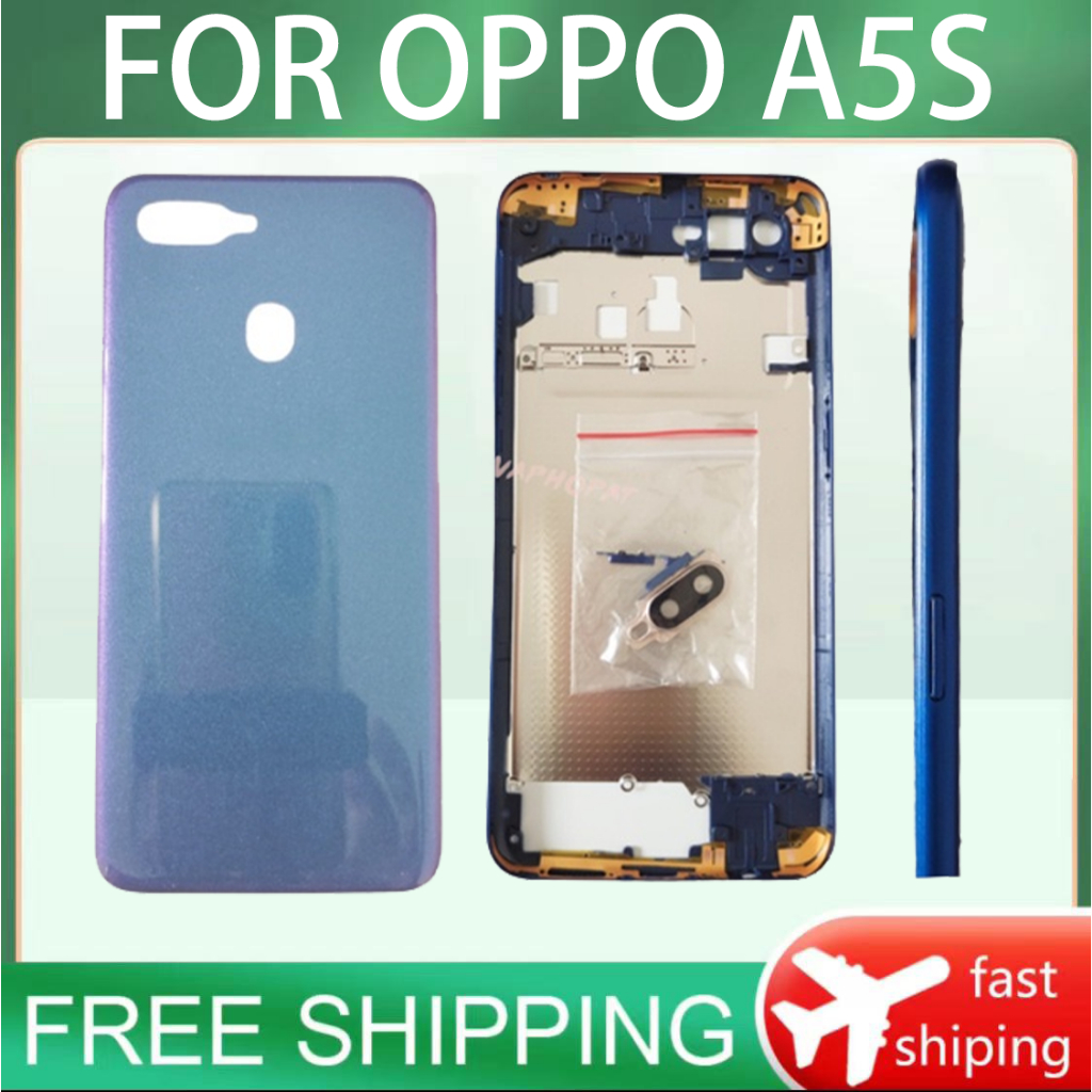 For OPPO A5s Display Bezel Middle Frame Plate Back Rear Cover Battery ...