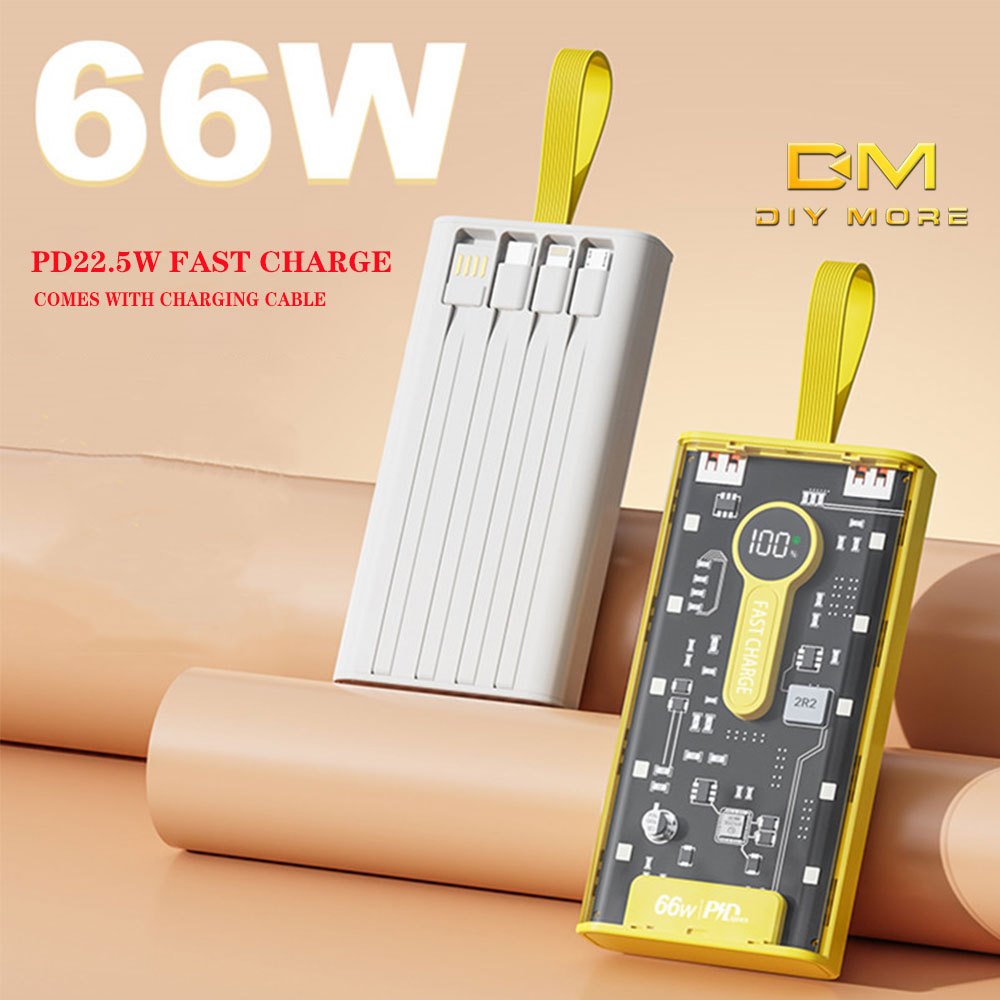 DIYMORE 1 section 1260110 mobile power supply housing PD22.5W Fast charge with wire transparent ...