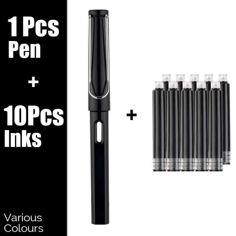 1Pcs Fountain Pen+10Pcs Ink Calligraphy Multi-Function Gel Pen 0.38mm ...