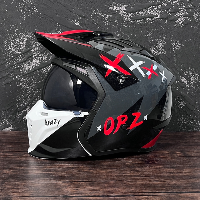 ORZ Helmet Vintage Helmet Street Warrior Combination Helmet Removable Four Seasons | Shopee Malaysia