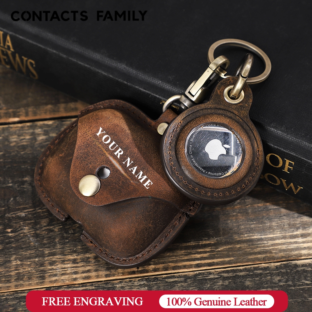CONTACTS FAMILY Retro Cowhide Case for AirPods Pro and Airtag Cover ...