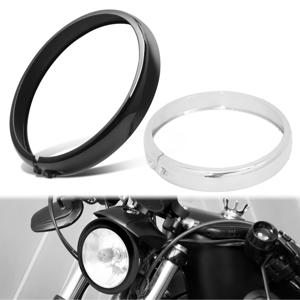 Motorcycle Black 5.75'' Headlight Headlamp Trim Ring For Harley ...