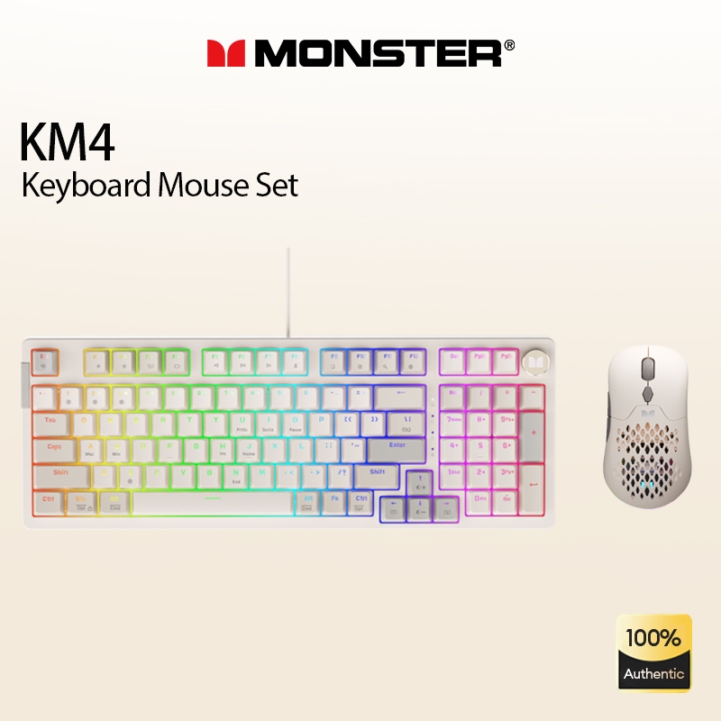 Monster KM4 Keyboard Games Fully Compatible Long Battery Life RGB Light ...