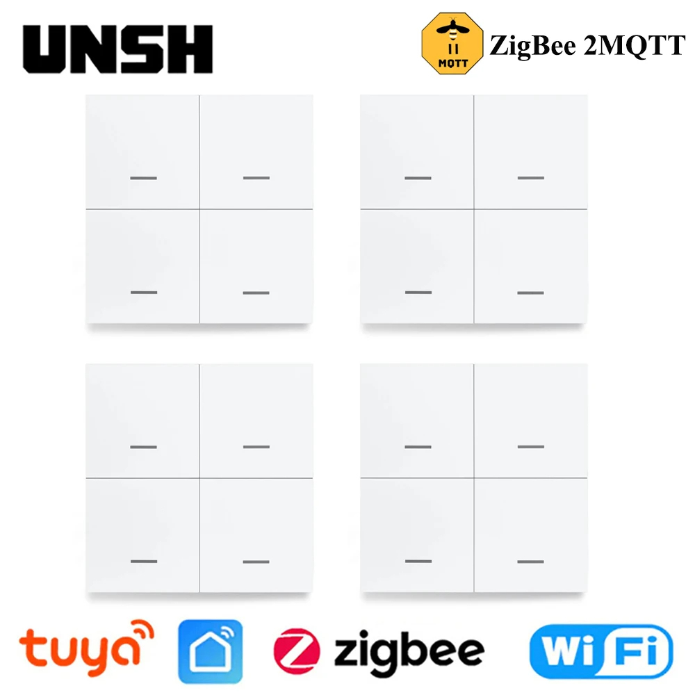 Tuya ZigBee Smart Scene Switch 4 Gang 12 Scene Switch Push Button Smart Life Controller Works ...