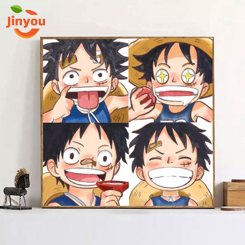 JINYOU【20*20cm】One Piece/paint by number/with frame/cartoon animation ...