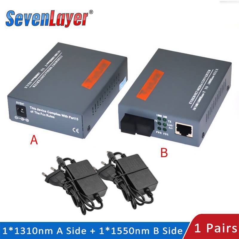 Gigabit Fiber Optical Media Converter HTB-GS-03 A&B 1000Mbps Single Mode Single Fiber SC Port ...