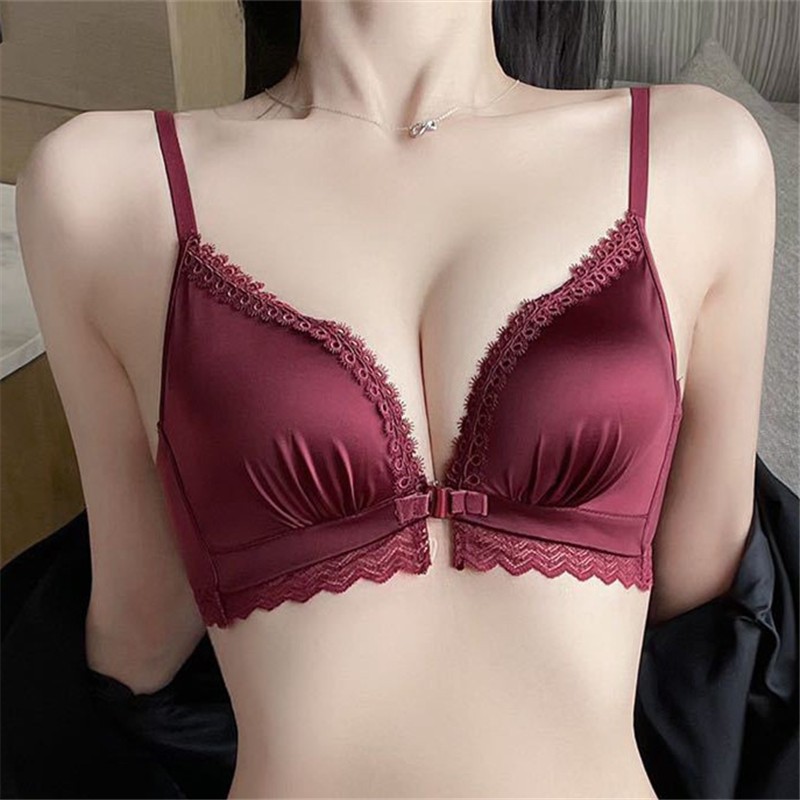 【Thick Sponge】Fashion Girl Front Closure Beautiful Back Bra Push Up Women Front Buckle Underwear ...