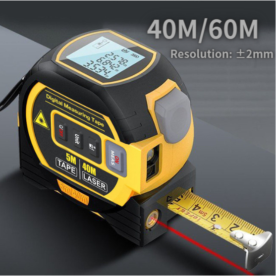 3in1 Laser Rangefinder 5m Tape Measure Ruler LCD Display with Backlight ...