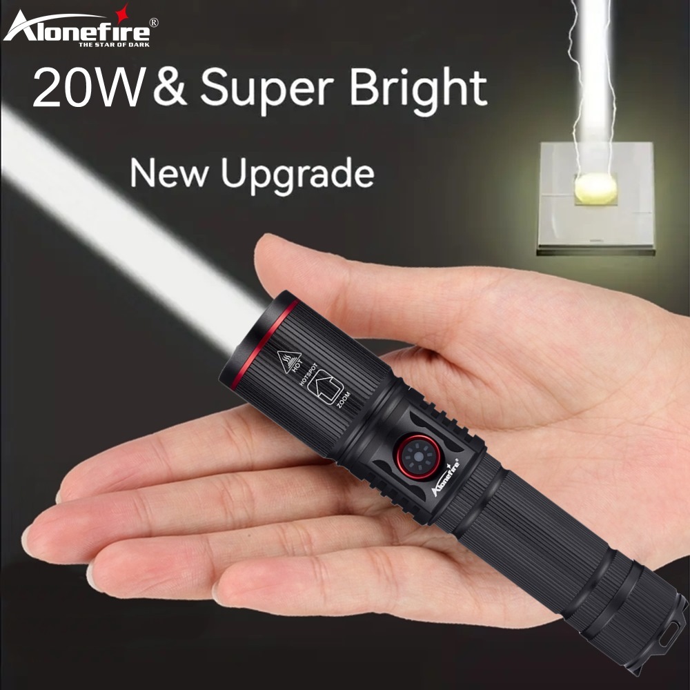 Alonefire SV96 20W Zoom Round Beam Light LED High Power Flashlight USB ...