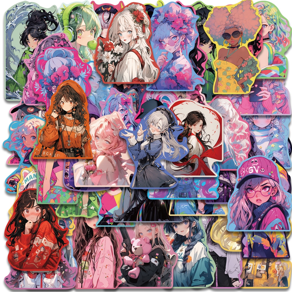 50 pcs Sweet girl stickers Exquisite DIY Hand Ledger Mobile Cup iPad ...