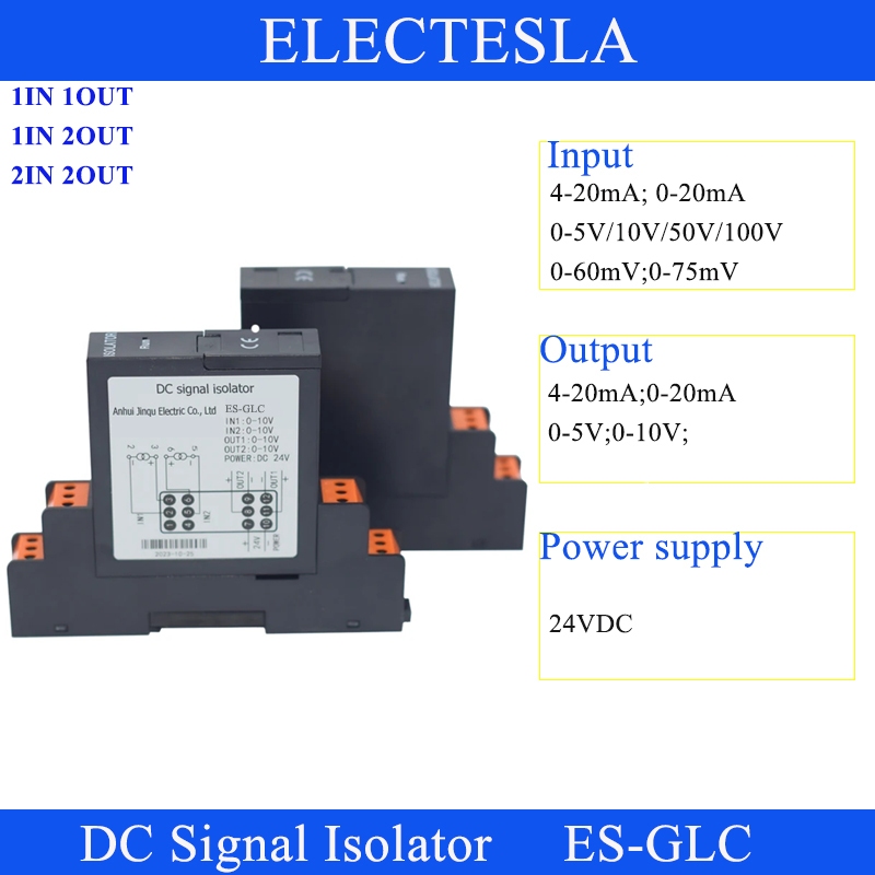 DC Signal Isolator 4-20mA 0-20mA 0-5V 10V 0-75mV DC Current Voltage Transmitter Signal Detection ...