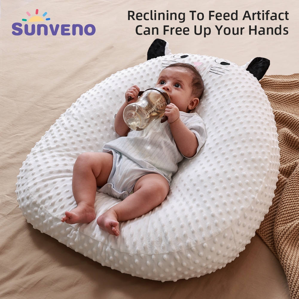 SUNVENO Portable 30° Baby Anti-Spitting Milk Pillow,Detachable Newborn ...