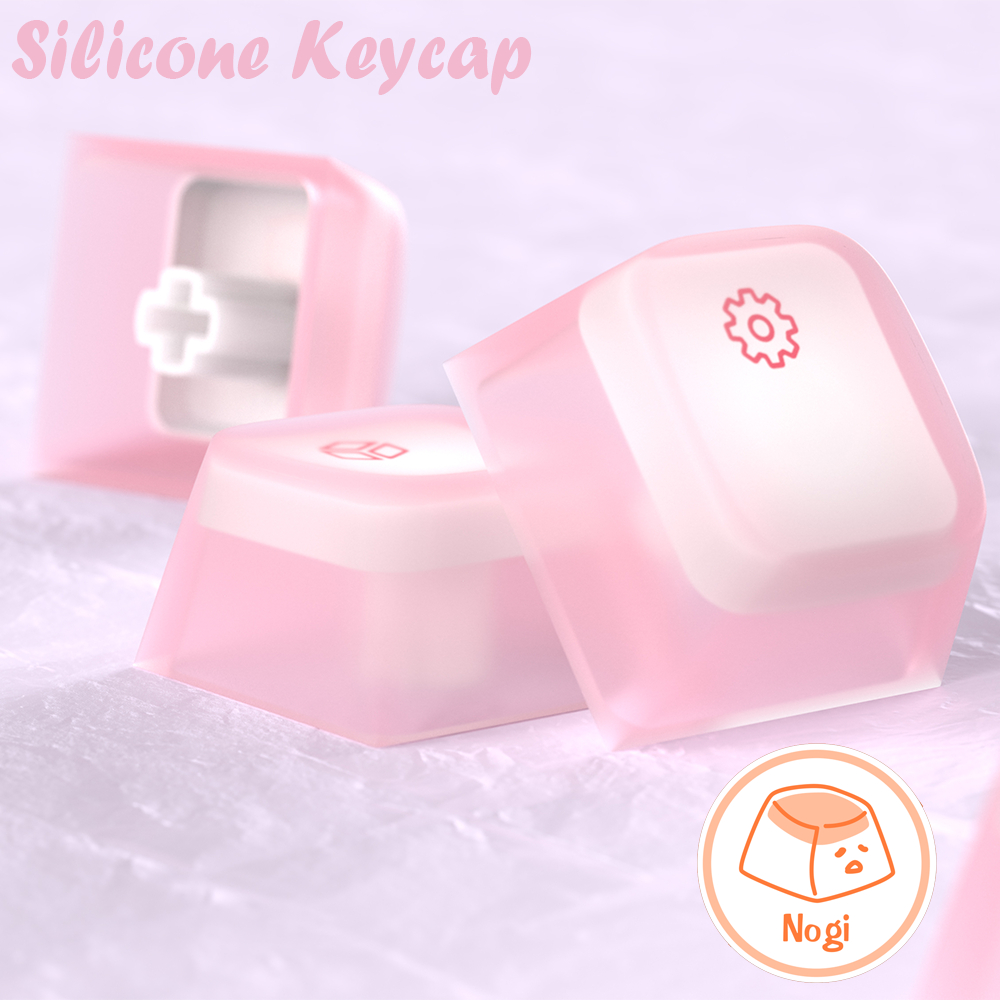 -LW- CIY NOGI Silicone Keycap Pudding Jelly Keycap Skin Friendly Double Layer Silent Keycap ...