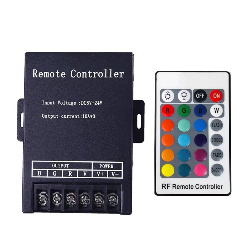 DC5V-24V Wireless LED Strip Controller 30A Max720W RGB Intelligent Dimmer Switch with 24Key RF ...