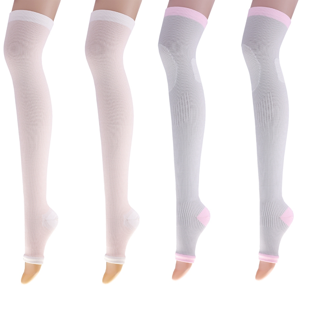 1 Pair Varicose Veins Compression Socks Thigh High Pressure Open Toe ...