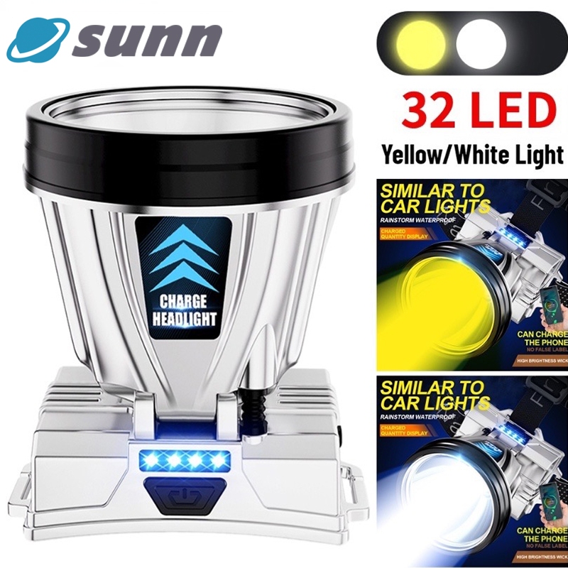 SUNN Super Bright Headlamp Rechargeable High Power Headlamp White ...