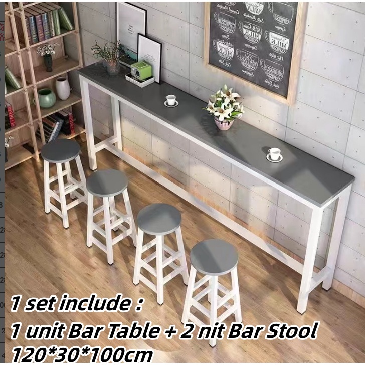 Dining Table Kitchen Island Bar Table Set Meja Makan 1 TABLE + 2 BAR ...