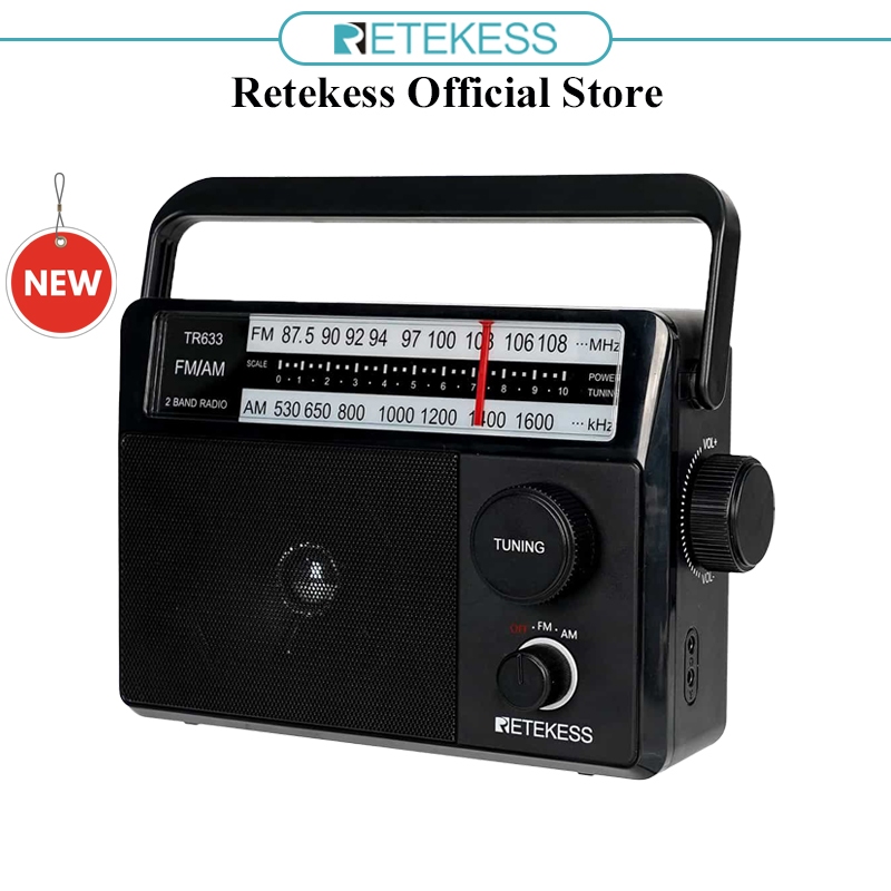 Retekess TR633 Portable FM AM Radio with 3.5mm AM External Antenna ...