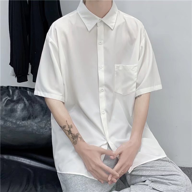 Trend Casual Ins Style All Match Short Sleeve Mens Shirt Fashion