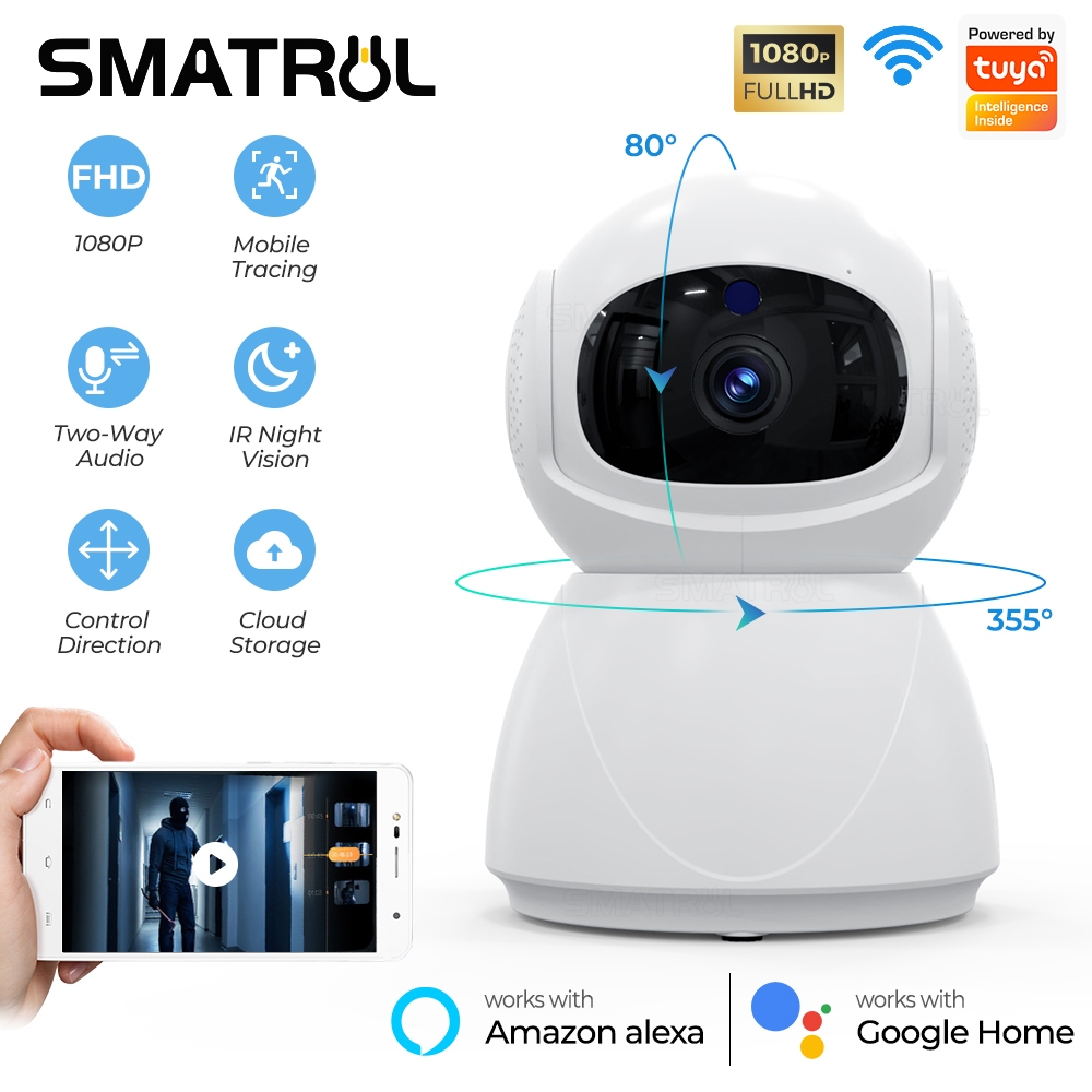 SMATRUL 1080P FHD CCTV Camera Tuya Smart Camera AI Auto Tracking PIR ...