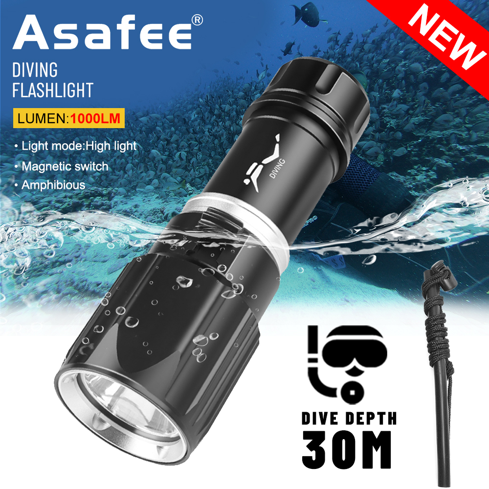 Ultra bright Asafee diving flashlight original D180 XHP70 LED scuba ...
