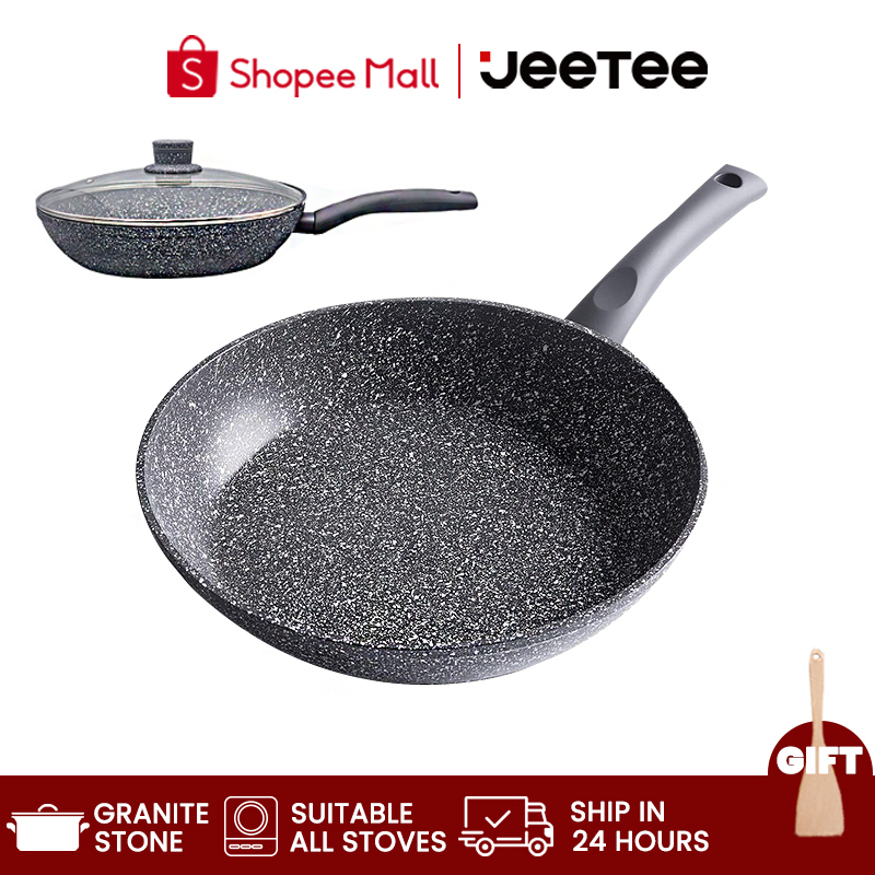 JEETEE Light weight Granite Non Stick Frying Pan 20/24/28cm Flat ...