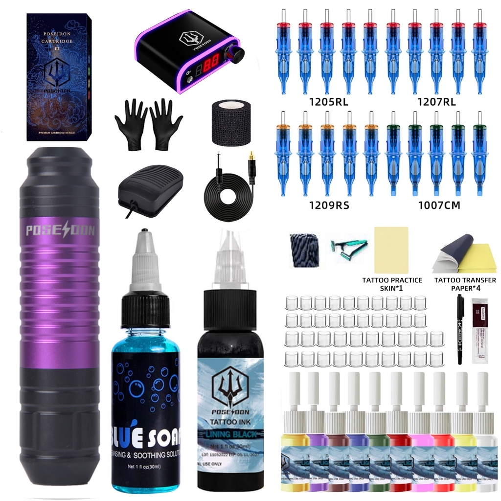 POSEIDON Tattoo Machine Full Set Pentype Tattoo Machine With 20pcs ...