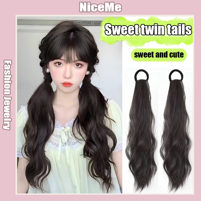 Big Wave Double Ponytail Curly Wig Cute And Sweet Ponytail Natural High ...