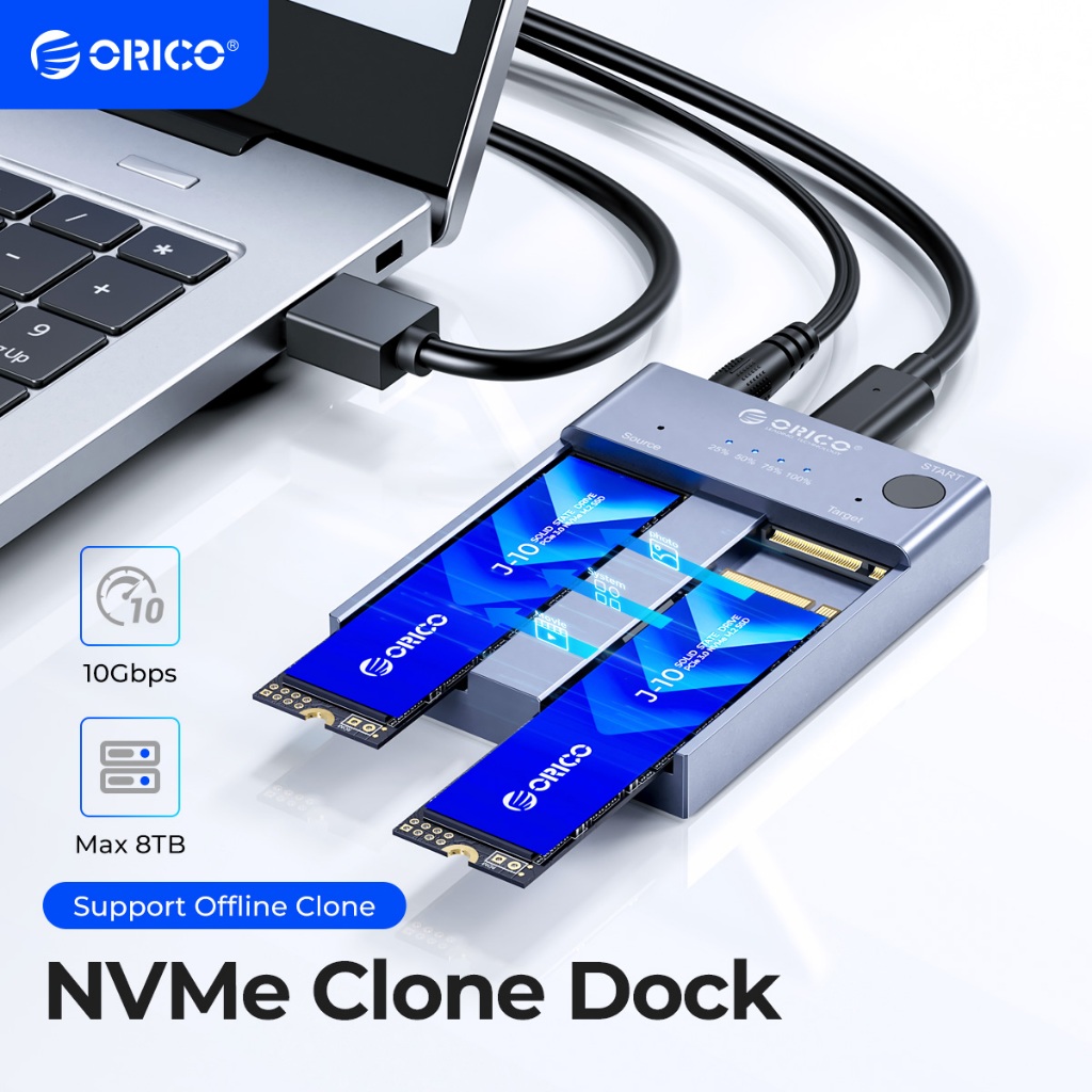 ORICO Dual-Bay NVME Docking StationTool-Free USB C to NVME SSD Enclosure for M.2 SSDsSupport ...