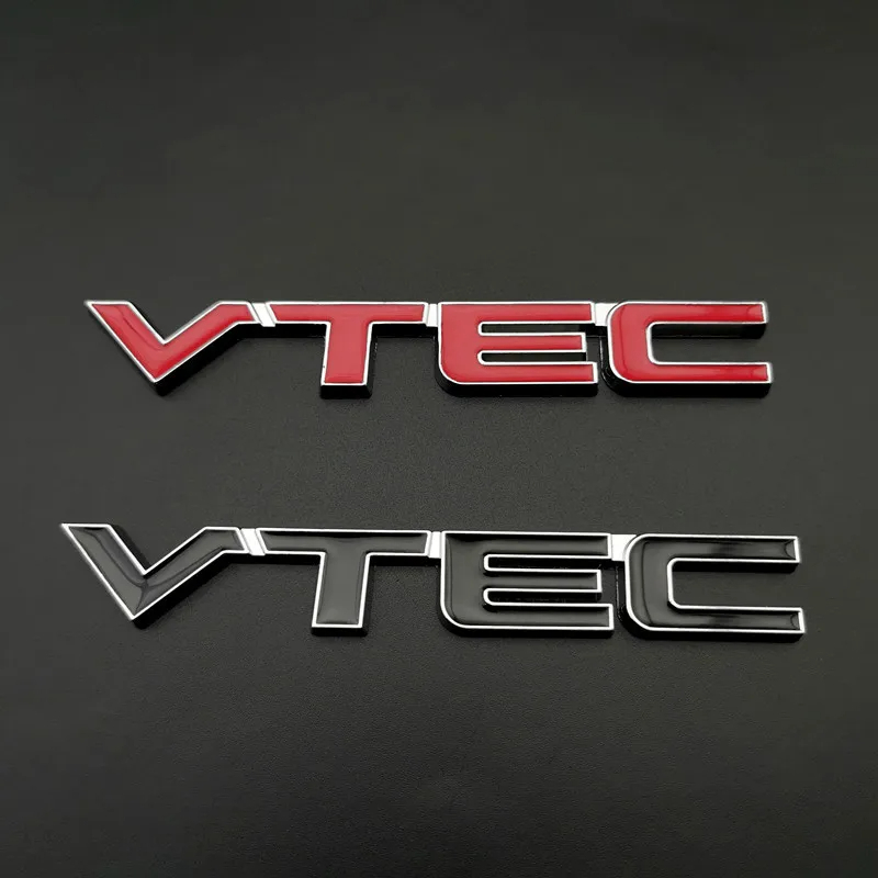 3D Metal Red Black Logo VTEC Emblem Letters Car Badge Trunk Decal For ...