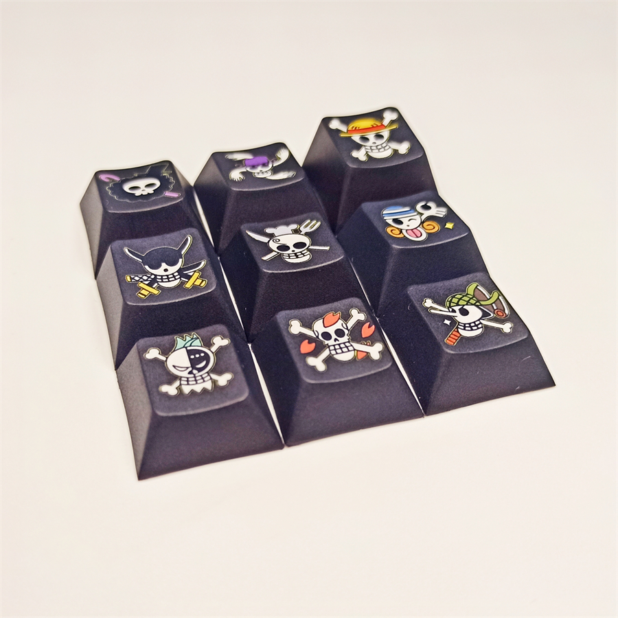 9pcs One Piece Keycap Black Cartoon Animation cherry Keycap Can Be Used ...