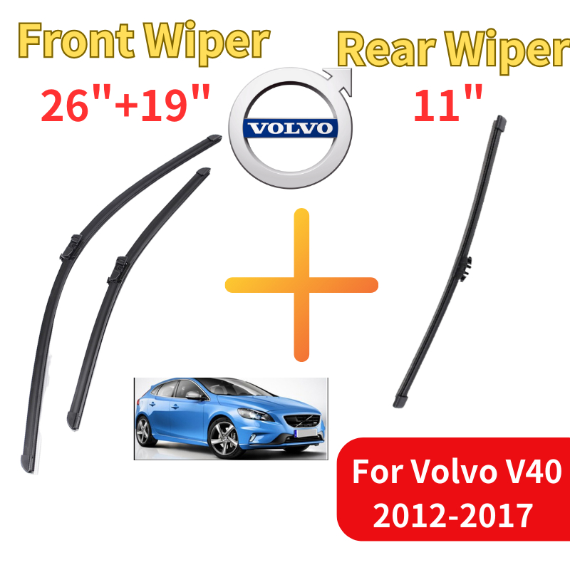 3Pcs Front Rear Windscreen Wiper Blades Silicone Wiper Set For Volvo ...