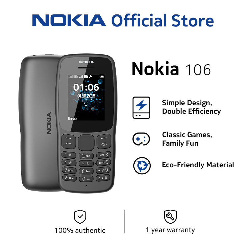 Nokia 106/HMD 105 Original Brand New Keypad Basic Phone 1000 mAh 22 Days Extra Long Standby Dual ...