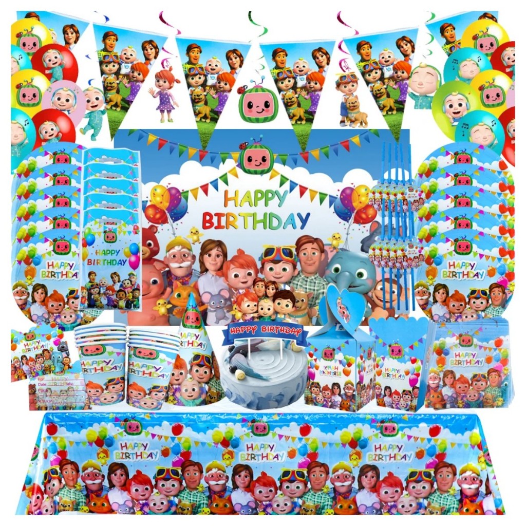 Cartoon Cocomelons Birthday Party Supplies Decorations Banners ...