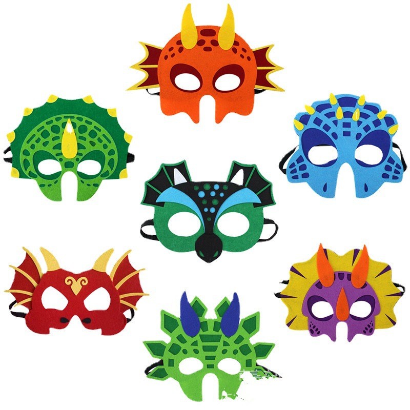 1set Dinosaur Party Masks Masquerade and Halloween Felt Foam EVA Dino ...