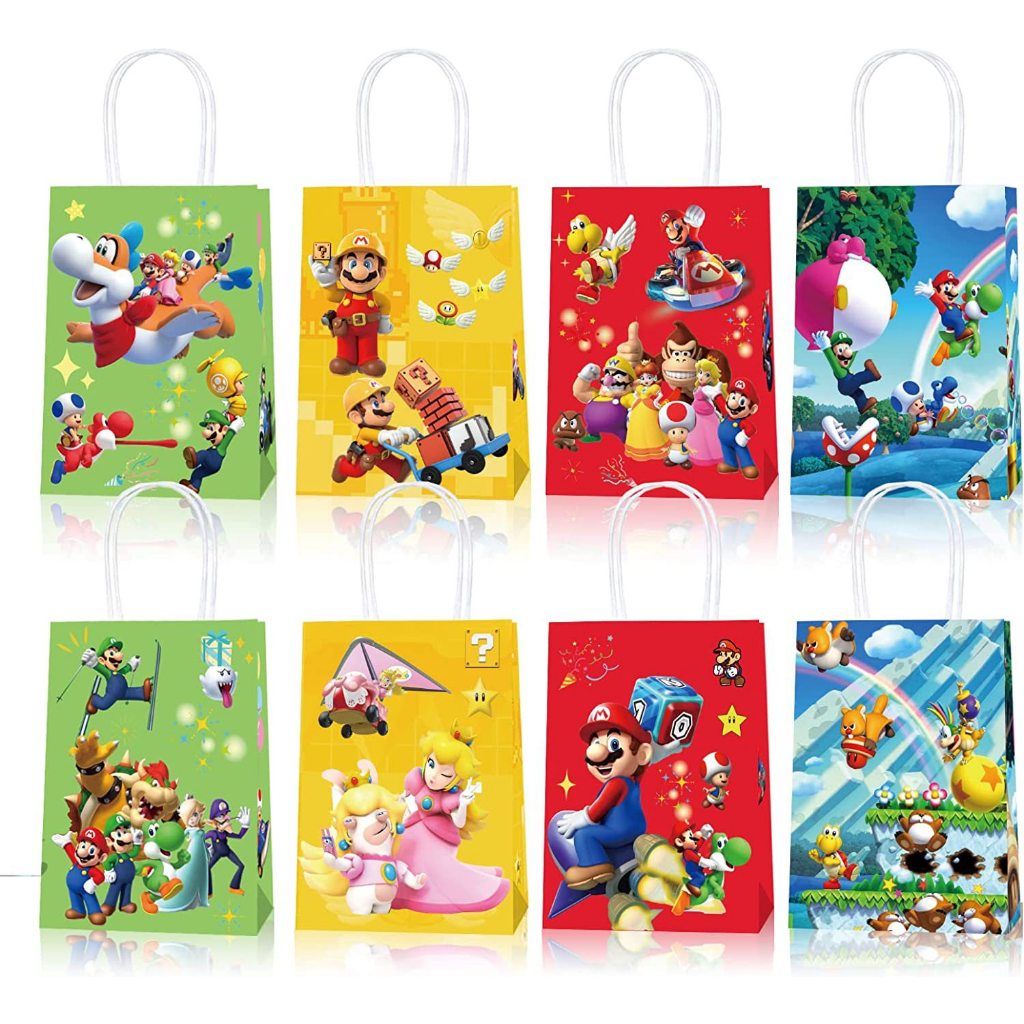 12pcs/ Set Super Mario Bros Gift Bag Luigi Peach Cartoon Party Supplies ...
