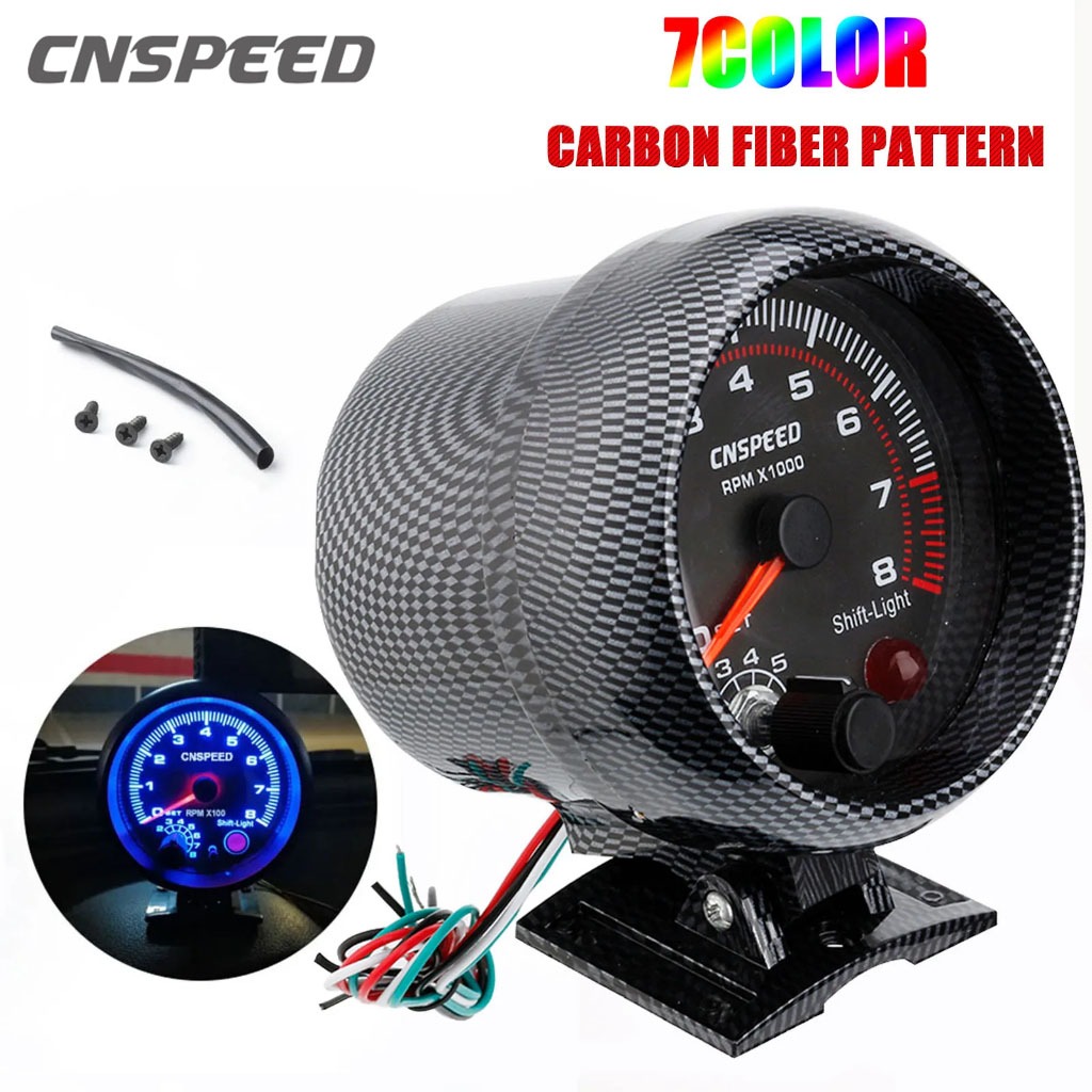 CNSPEED 12V Tachometer Gauge 3.75'' Car Universal Black Tachometer ...